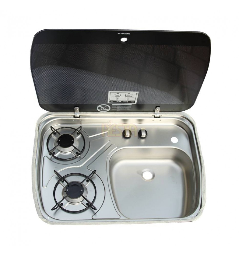 Two-burner hob and sink combination with glass lid HSG2445 Dometic