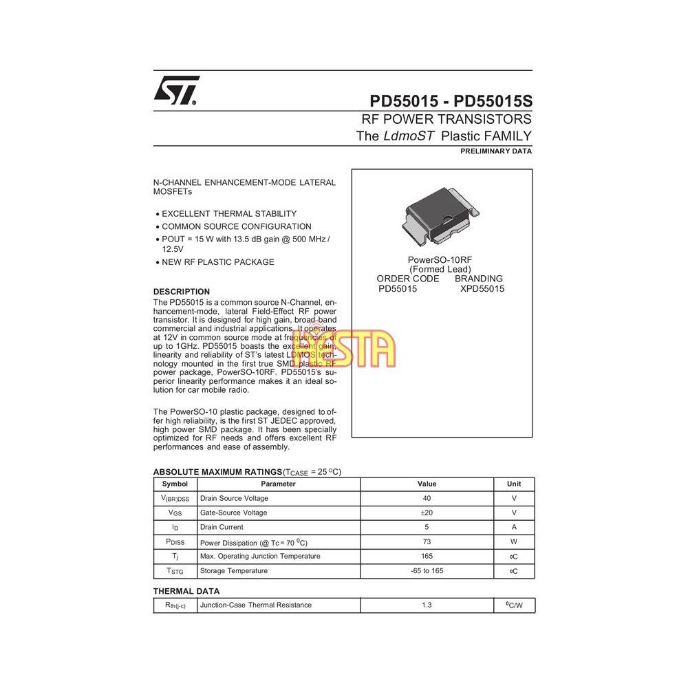 Business & Industrial PLCs & HMIs PLC Processors 1pcs PD55015-E PD55015 RF POWER transistor ...